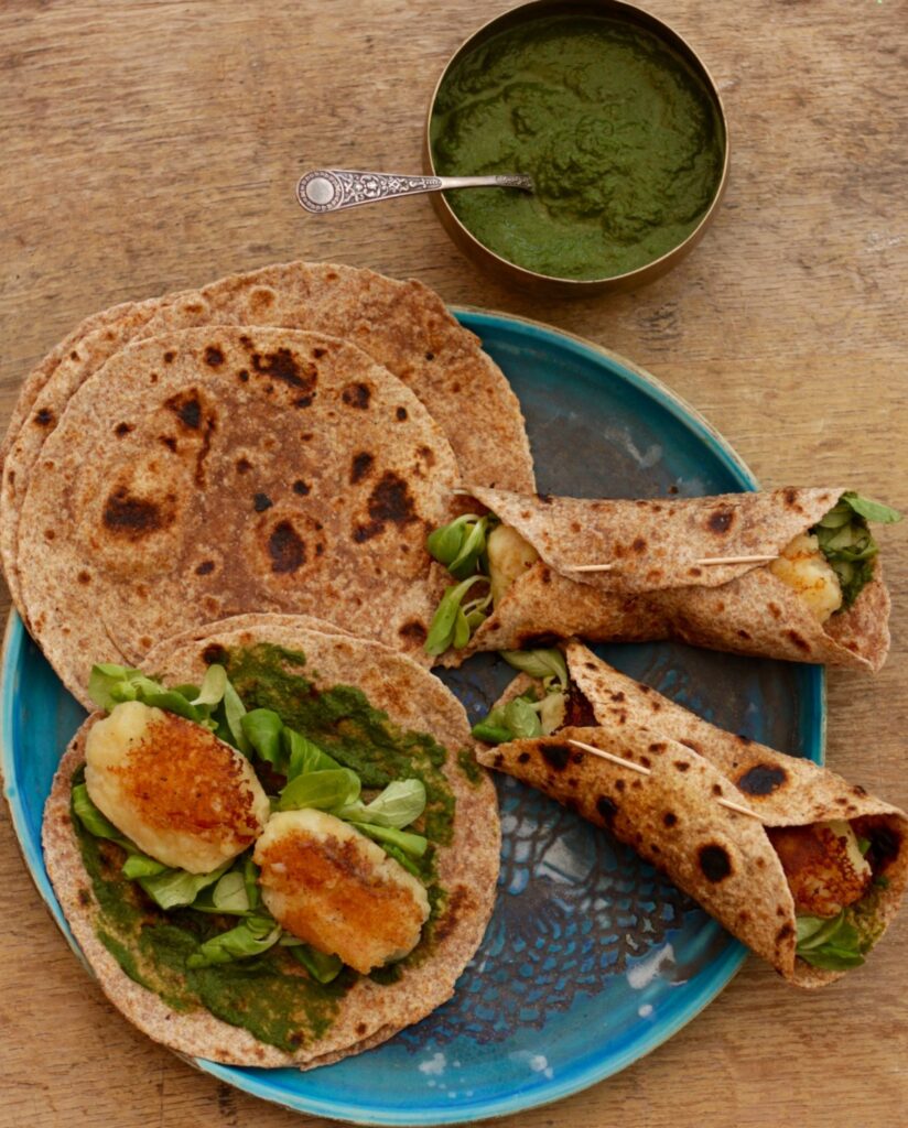 Sour and spicy potato wraps – Chetna Makan